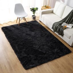 Black Fluffy Rug | Reapp.com.gh